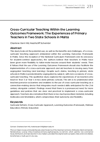 (PDF) Cross-Curricular Teaching Within the Learning Outcomes Framework ...