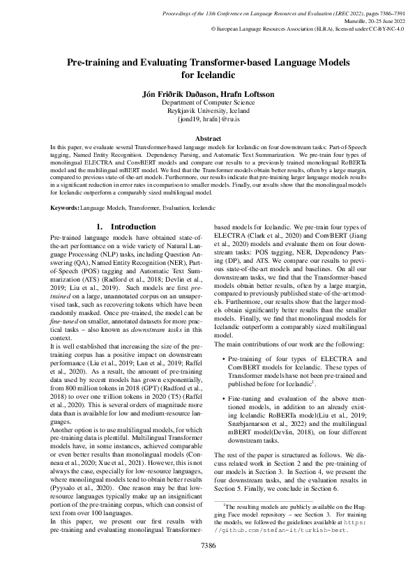 Pdf Pre Training And Evaluating Transformer Based Language Models For