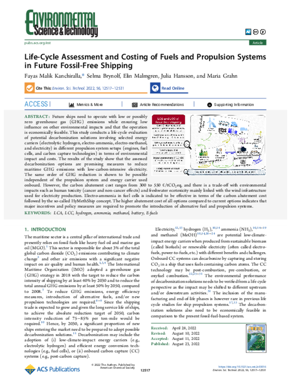 (PDF) Life-Cycle Assessment and Costing of Fuels and Propulsion Systems in Future Fossil-Free ...