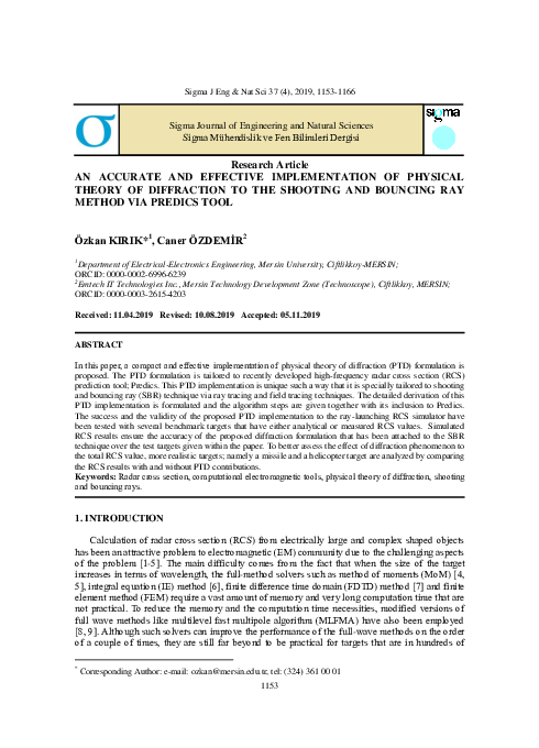 Pdf An Accurate And Effective Implementation Of Physical Theory Of Diffraction To The Shooting