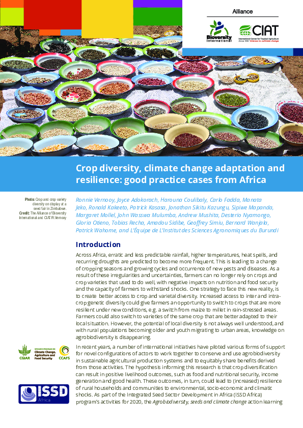 (PDF) Crop diversity, climate change adaptation and resilience: good ...