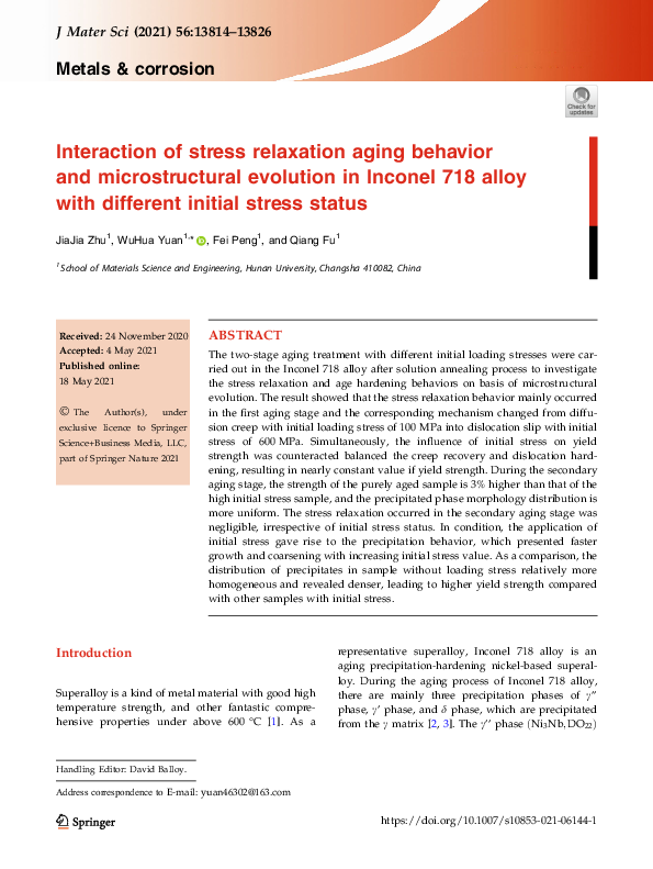 (PDF) Serrated Flow in Inconel 625 | In Sup Kim - Academia.edu