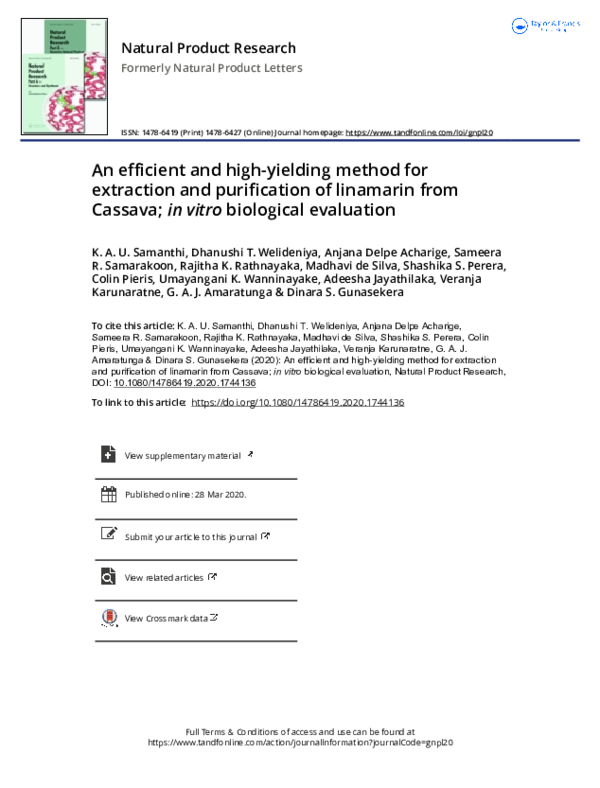 (PDF) An efficient and high-yielding method for extraction and purification of linamarin from ...