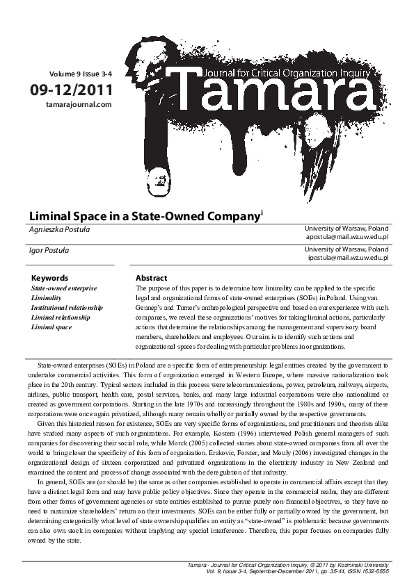 (PDF) Liminal Space in a State-Owned Company