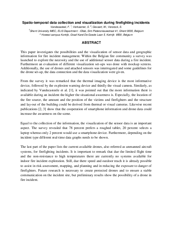 (PDF) Spatio-temporal data collection and visualization during firefighting incidents
