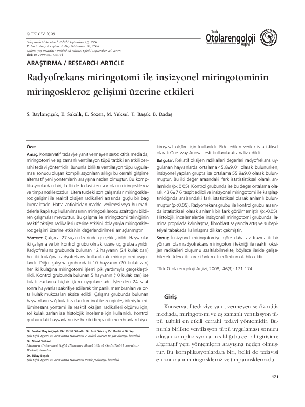 (PDF) Radyofrekans miringotomi ile insizyonel miringotominin ...