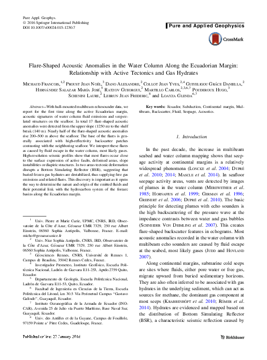 (PDF) Flare-Shaped Acoustic Anomalies in the Water Column Along the ...