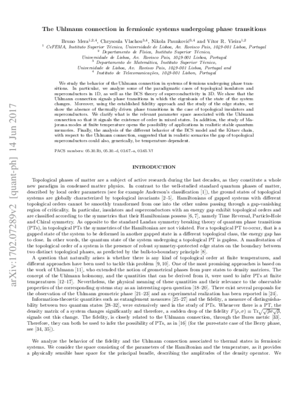 (PDF) Uhlmann Connection in Fermionic Systems Undergoing Phase Transitions