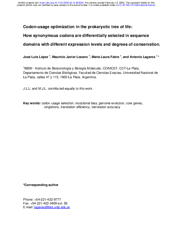 (PDF) Codon-usage optimization in the prokaryotic tree of life: How ...