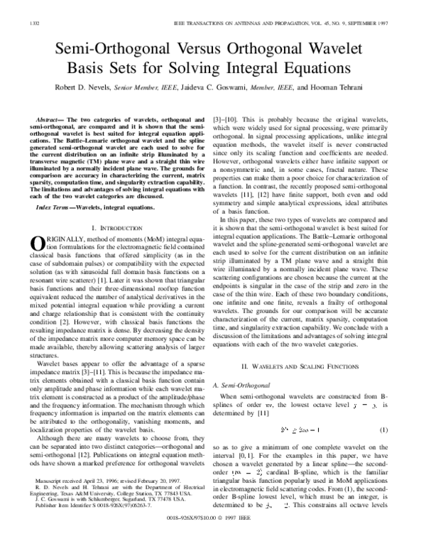 (PDF) Semi-orthogonal versus orthogonal wavelet basis sets for solving ...