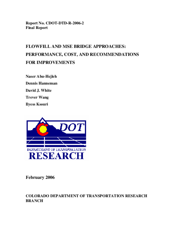 (PDF) Flowfill and MSE Bridge Approaches: Performance, Cost, and ...
