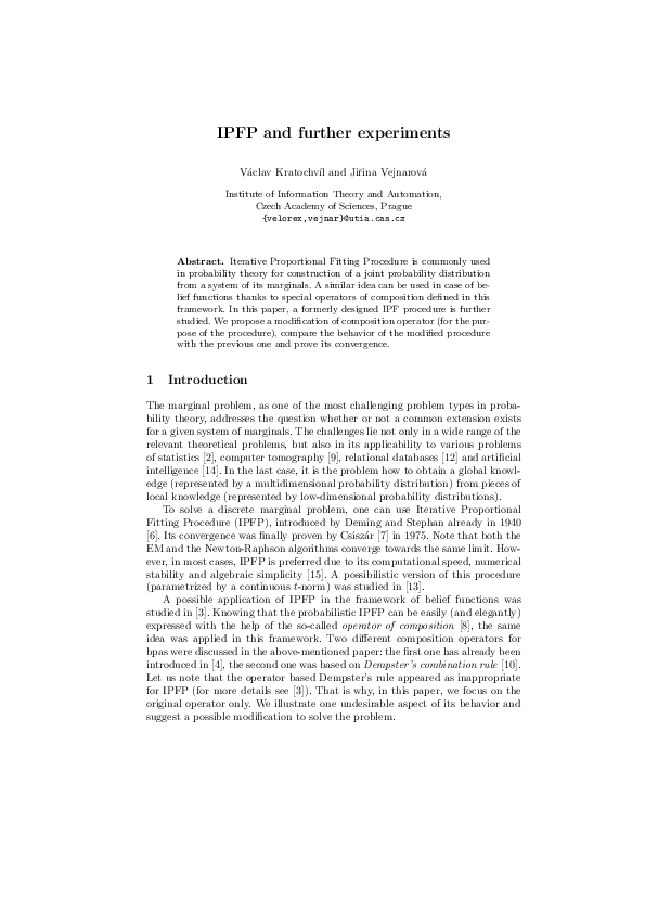 (PDF) IPFP and Further Experiments