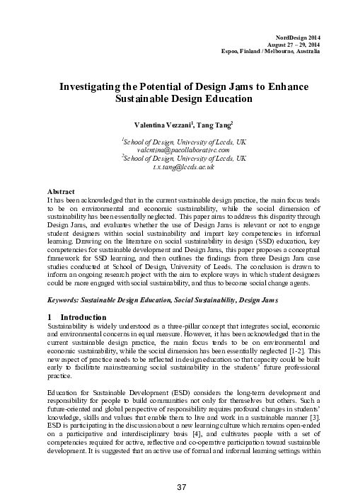 (PDF) Investigating the Potential of Design Jams to Enhance Sustainable ...