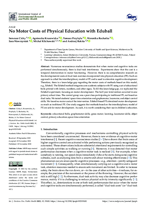 (PDF) No Motor Costs of Physical Education with Eduball