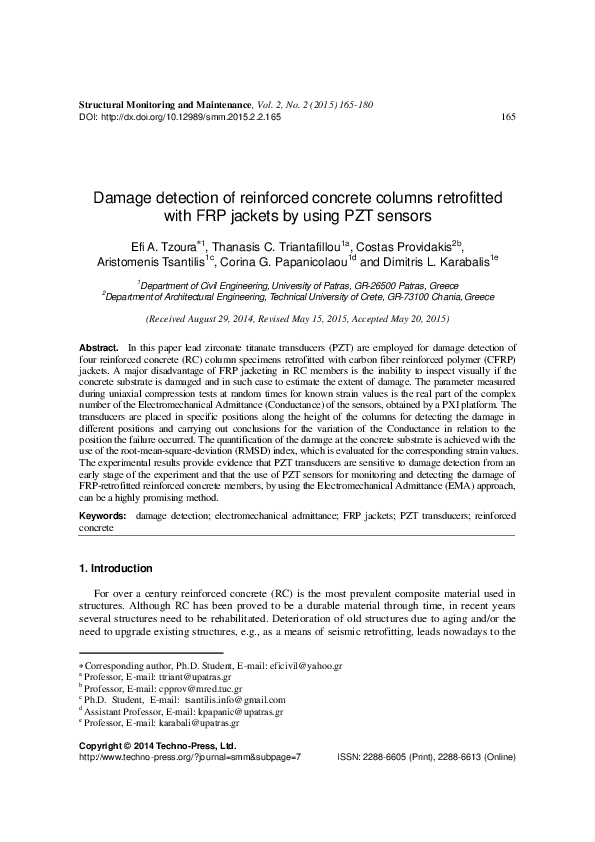 (PDF) Damage detection of reinforced concrete columns retrofitted with FRP jackets by using PZT ...