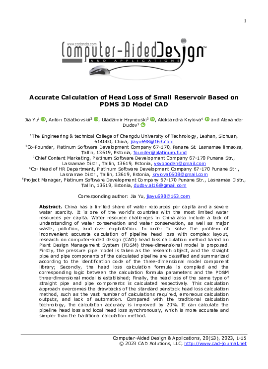 Pdf Computer Aided Design And Applications Anton Dziatkovskii And Aleksandr Dudov