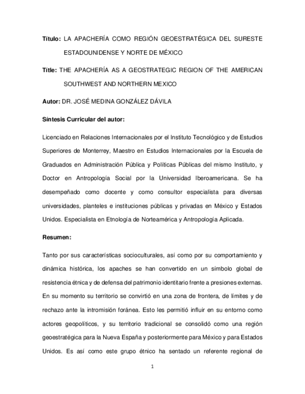 (PDF) LA APACHERÍA COMO REGIÓN GEOPOLÍTICA DEL SURESTE ESTADOUNIDENSE Y ...