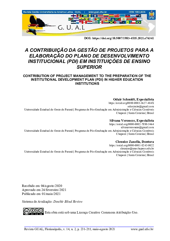 (PDF) A contribuição da gestão de projetos para a elaboração do Plano ...