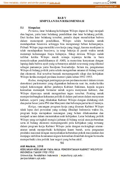(PDF) Kebijakan-Kebijakan Pada Masa Pemerintahan Kabinet Wilopo DI ...
