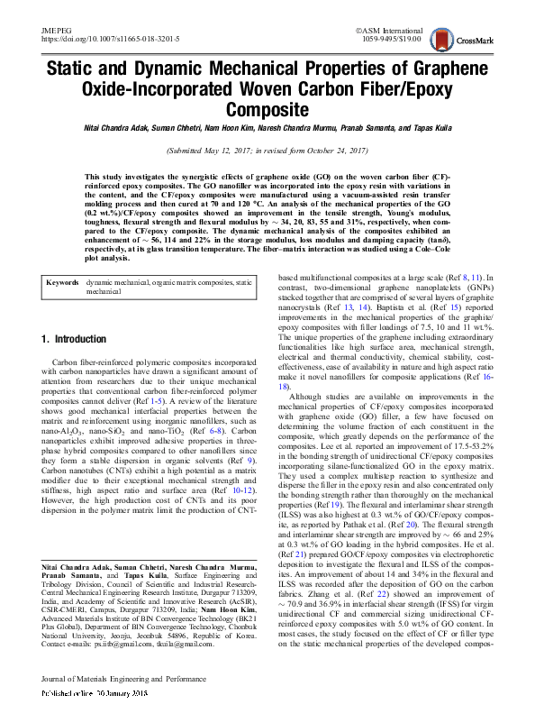 (PDF) Static and dynamic mechanical properties of graphene oxide-based bone cementing agents