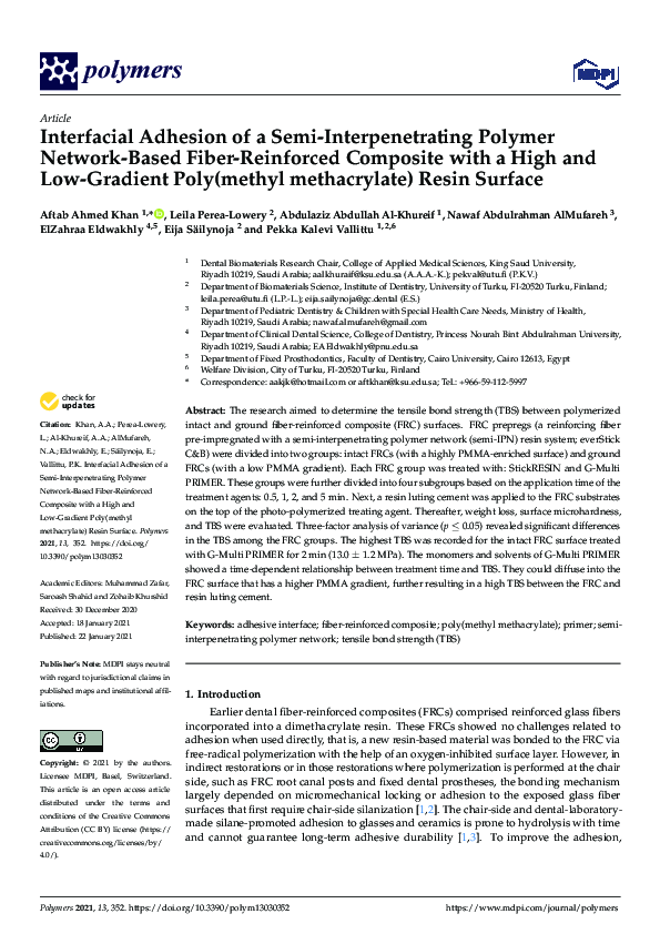 (PDF) Interfacial Adhesion of a Semi-Interpenetrating Polymer Network ...