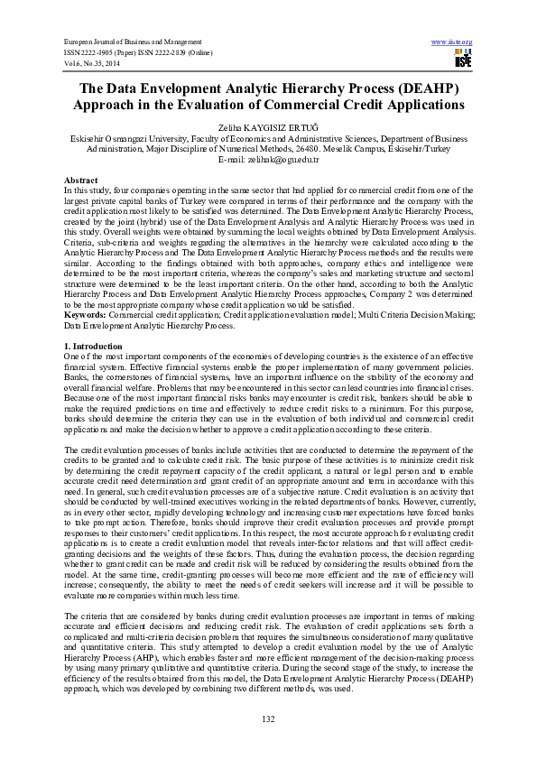 (PDF) The Data Envelopment Analytic Hierarchy Process (DEAHP) Approach in the Evaluation of ...
