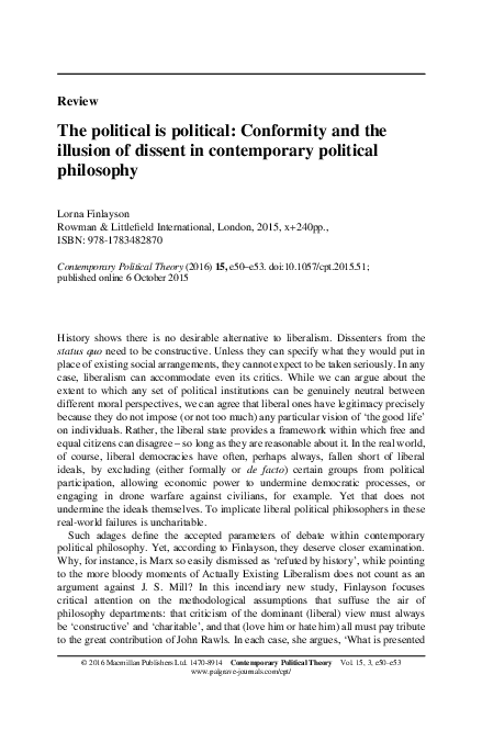 (PDF) The political is political: Conformity and the illusion of ...
