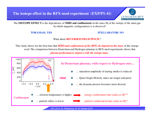 (PDF) The isotope effect in the RFX-mod experiment