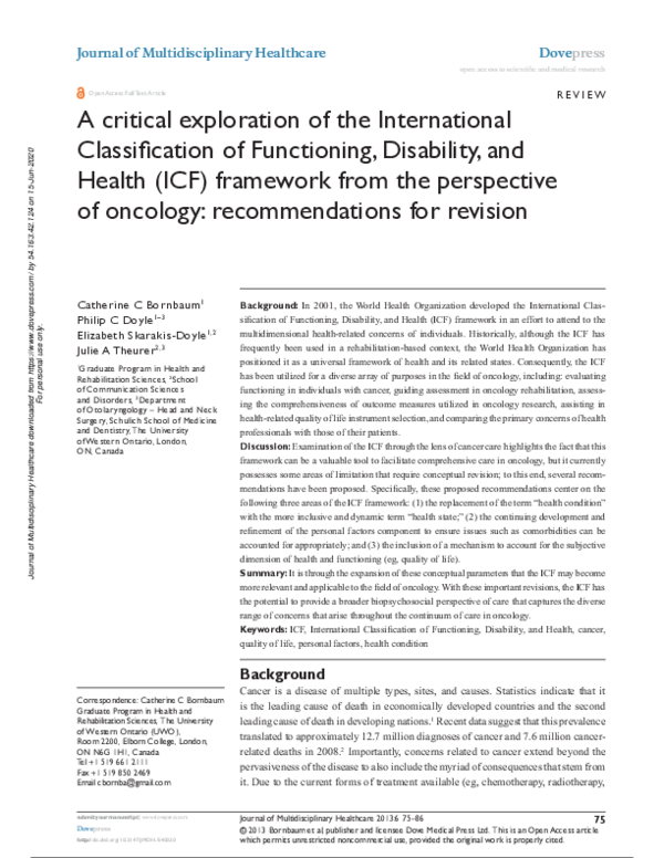 (PDF) A critical exploration of the International Classification of ...