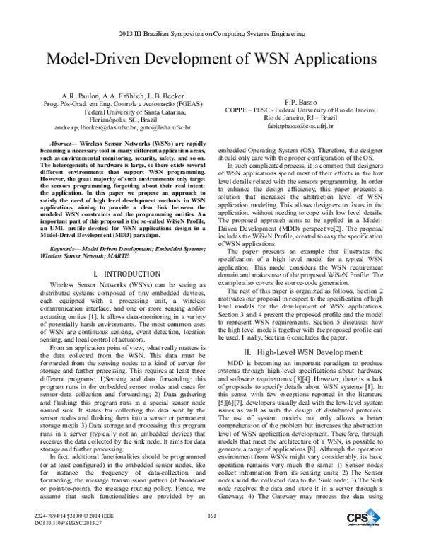 (PDF) Model-Driven Development of WSN Applications
