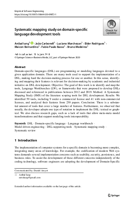 (PDF) Systematic mapping study on domain-specific language development ...