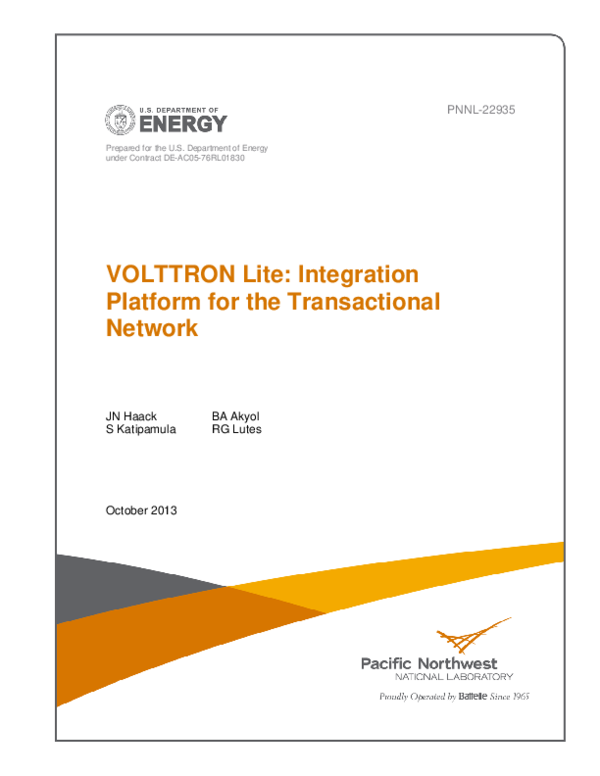 (PDF) VOLTTRON Lite: Integration Platform for the Transactional Network