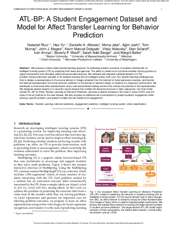 (PDF) ATL-BP: A Student Engagement Dataset and Model for Affect ...