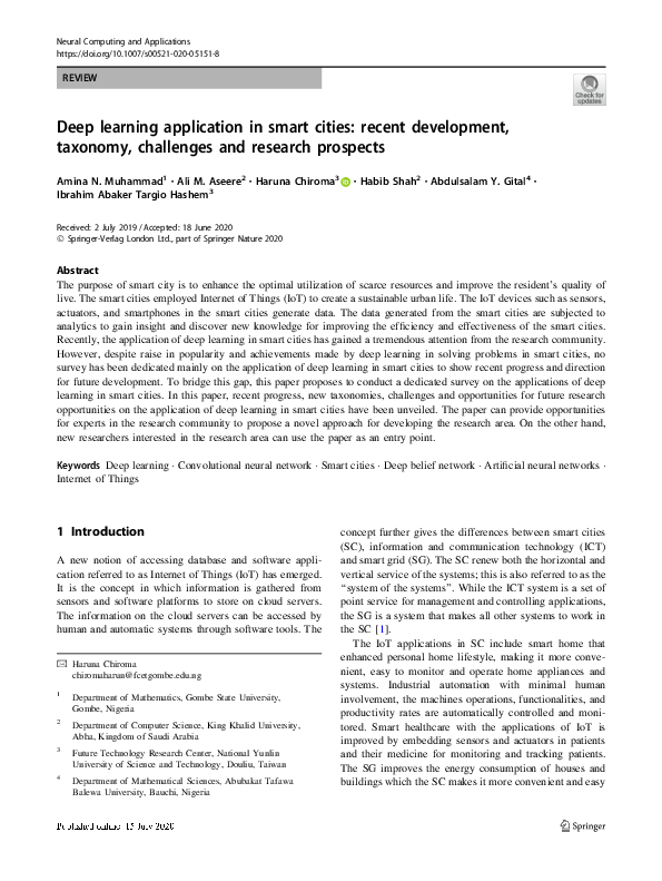 (PDF) Deep learning application in smart cities: recent development ...