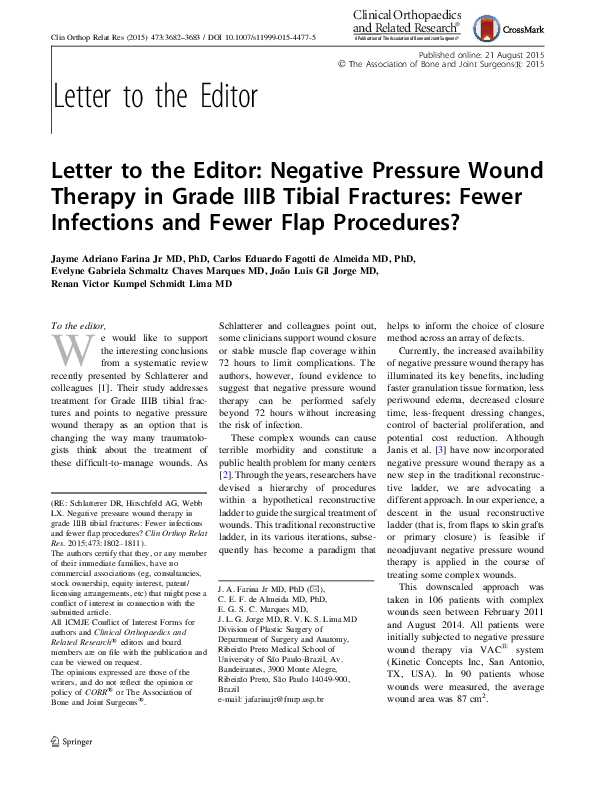 (PDF) Letter to the Editor: Negative Pressure Wound Therapy in Grade ...