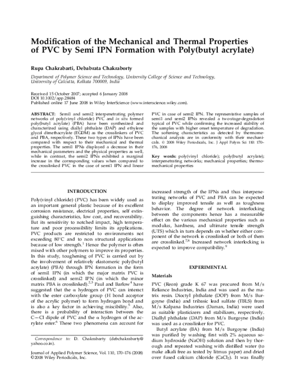 (PDF) Modification of the mechanical and thermal properties of PVC by ...