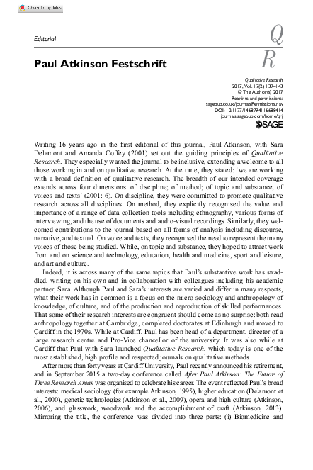 (PDF) Paul Atkinson Festschrift | Rebecca Dimond - Academia.edu