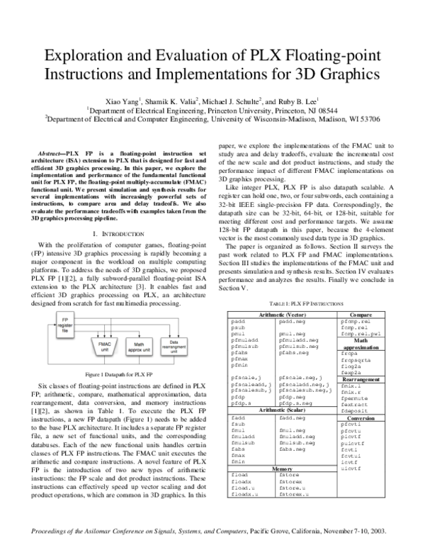 (PDF) Exploration and evaluation of PLX floating-point instructions and implementations for 3D ...
