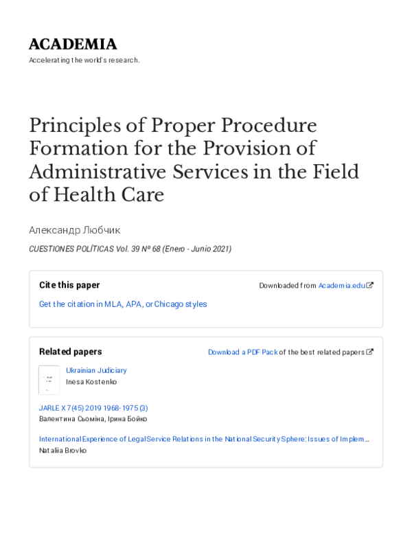 (PDF) Principles of Proper Procedure Formation for the Provision of ...