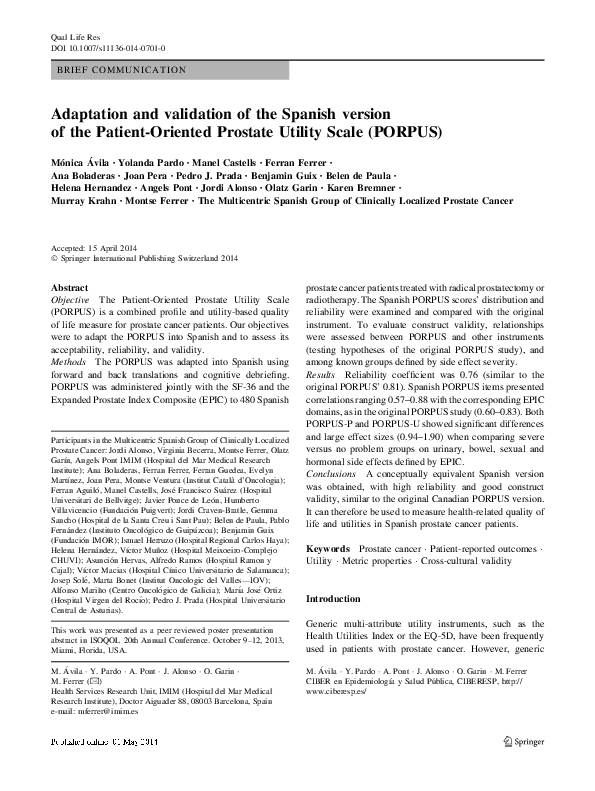 (PDF) Adaptation and validation of the Spanish version of the patient ...