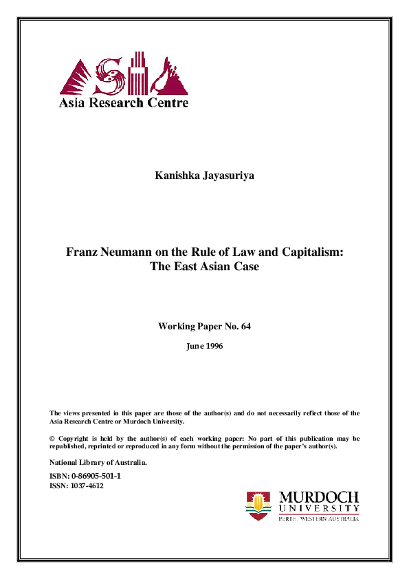 (PDF) Franz Neumann on the rule of law and capitalism: The East Asian case