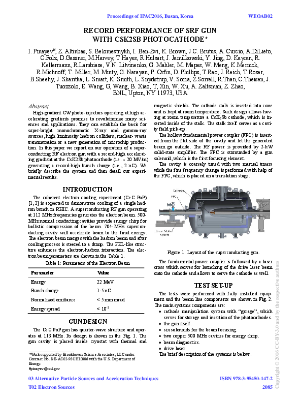 (PDF) Record Performance of SRF Gun with CsK2Sb Photocathode | binping ...
