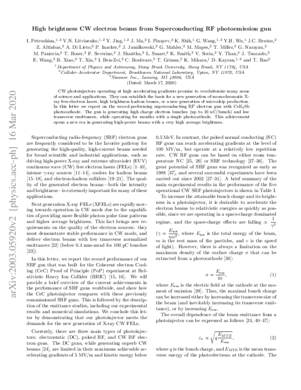 (PDF) High-Brightness Continuous-Wave Electron Beams from ...