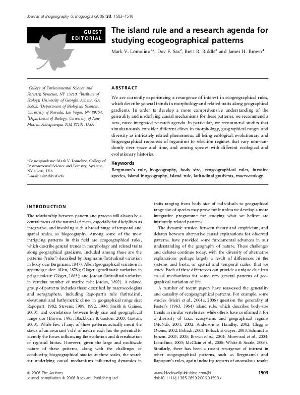 (PDF) The island rule and a research agenda for studying ...