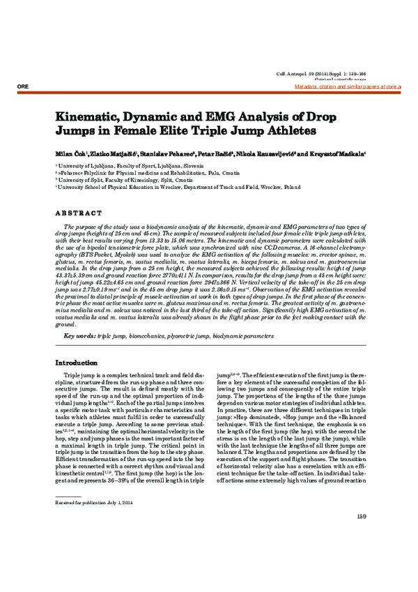 (PDF) Kinematic, Dynamic and EMG Analysis of Drop Jumps in Female Elite ...