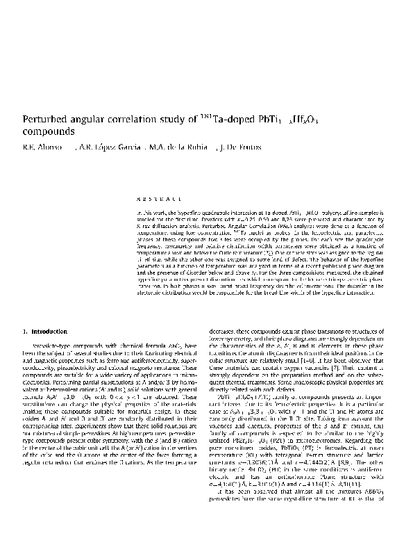 Perturbed angular correlation study of 181Ta-doped PbTi1−xHfxO3 compounds