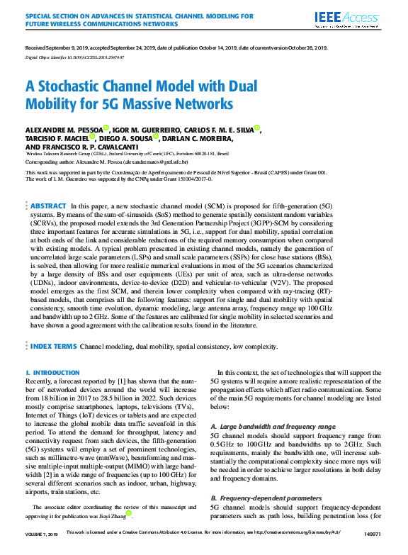 (PDF) A Stochastic Channel Model With Dual Mobility for 5G Massive Networks