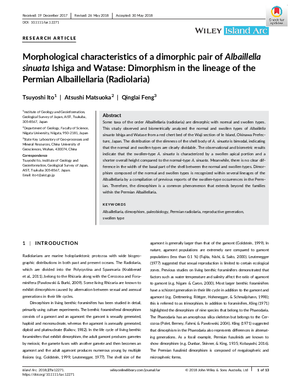 (PDF) Morphological characteristics of a dimorphic pair of Albaillella ...