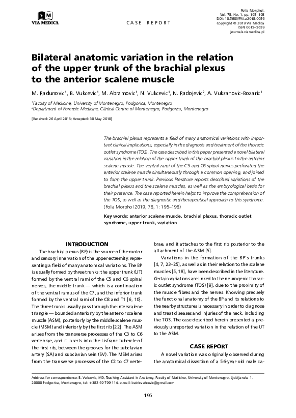 (PDF) Bilateral anatomic variation in the relation of the upper trunk ...