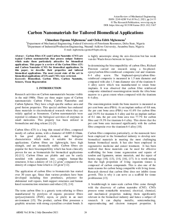 (PDF) Carbon Nanomaterials for Tailored Biomedical Applications